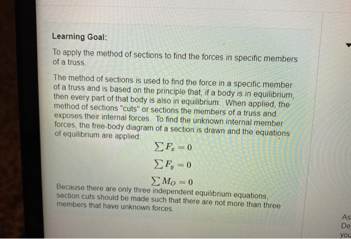 Solved Learning Goal: To apply the method of sections to | Chegg.com