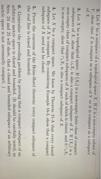 Solved 2. Let Y be a subspace of a topological space X. If Z | Chegg.com