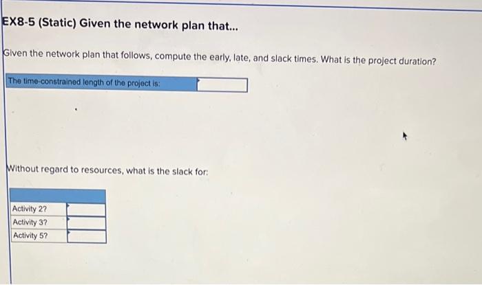 X8-5 (Static) Given the network plan that... Siven | Chegg.com