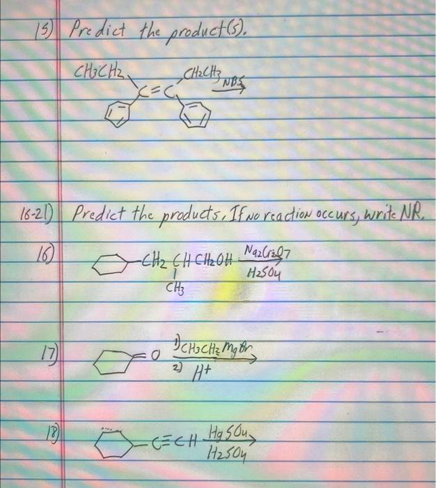 Solved Predict the product(s). Predict the products. If wo | Chegg.com
