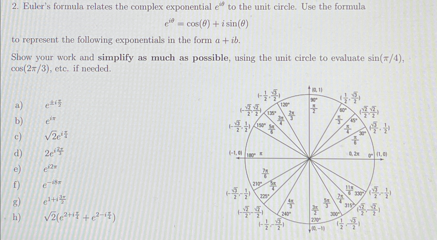 Solved Euler's formula relates the complex exponential eiθ | Chegg.com