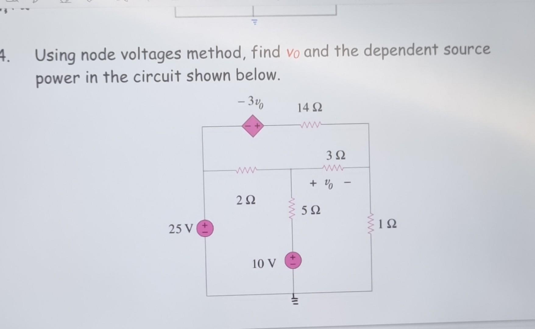 Solved Using node voltages method, find v0 and the dependent | Chegg.com