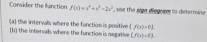 Solved Consider the function f(x)=x4+x3−2x2, use the sign | Chegg.com