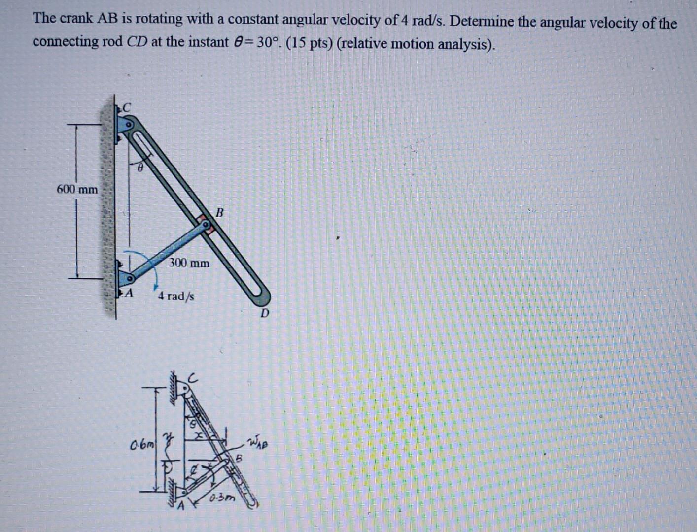 Solved The crank AB is rotating with a constant angular | Chegg.com