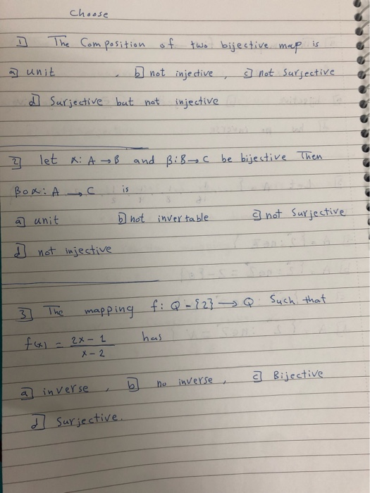 Solved Choose The Composition of two bijective map unit b] | Chegg.com