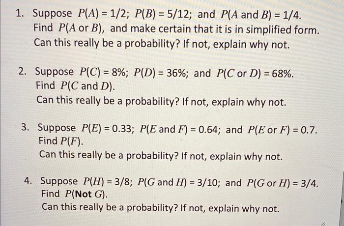 Solved 1. Suppose P(A)=1/2;P(B)=5/12; and P(A and B)=1/4. | Chegg.com