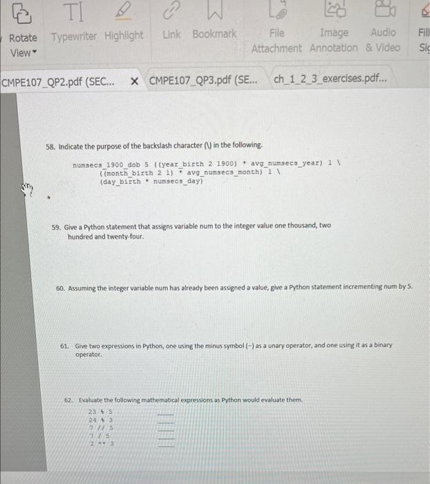 Solved True/False Questions 1. True or False? in Python, a | Chegg.com