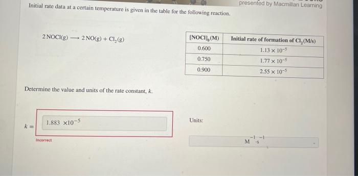 Solved Initial Rate Data At A Certain Temperature Is Given