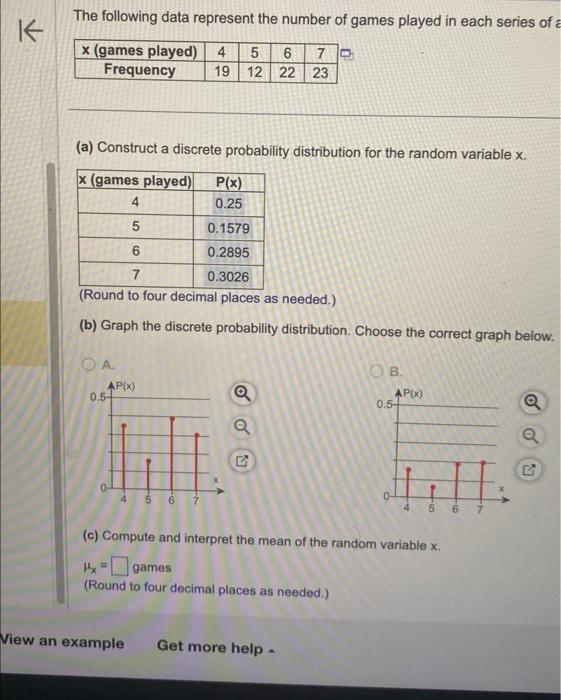 Solved The following data represent the number of games | Chegg.com