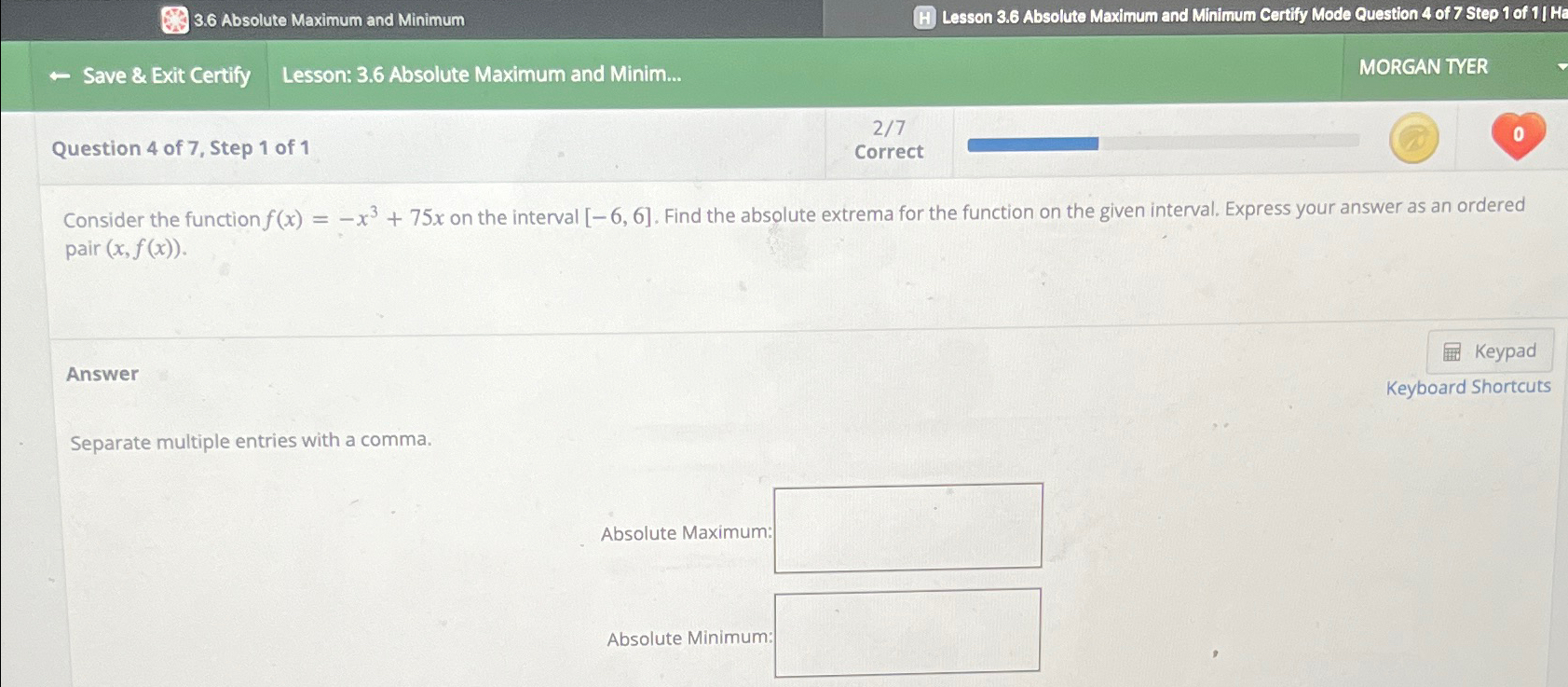 Solved 3.6 ﻿Absolute Maximum and MinimumLesson 3.6 ﻿Absolute | Chegg.com