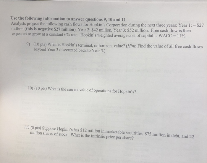 Solved Use the following information to answer questions 9, | Chegg.com Solved Use the following information to answer questions 9, | Chegg.com