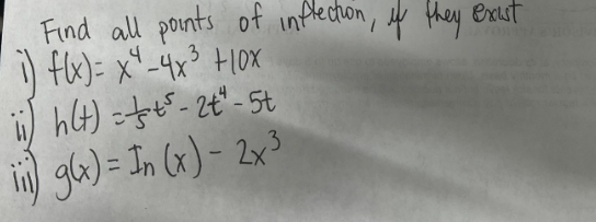 Solved Find all points of inflection, is they | Chegg.com