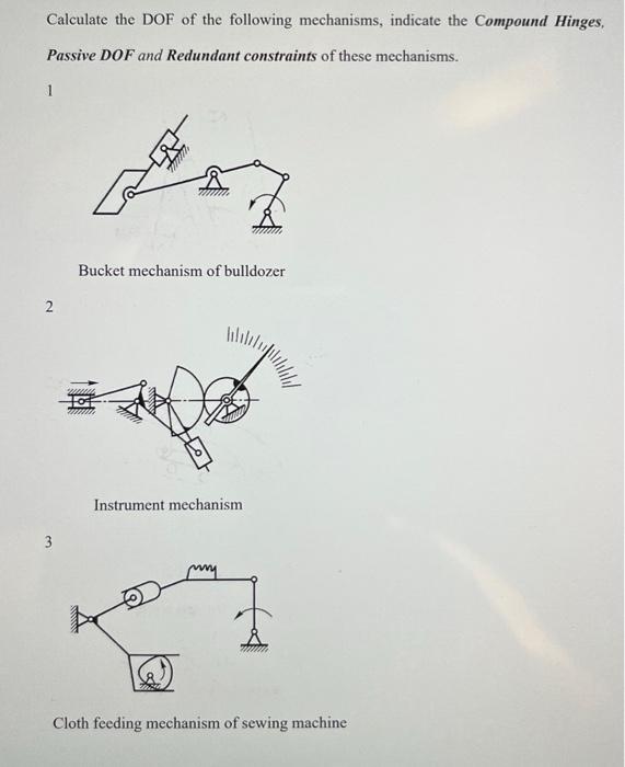 Solved Calculate the DOF of the following mechanisms, | Chegg.com