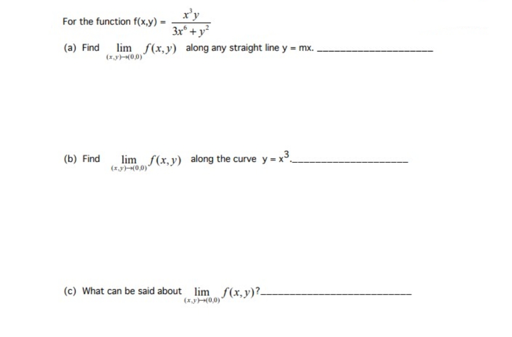 Solved For the function f(x,y)=x3y3x6+y2(a) ﻿Find | Chegg.com