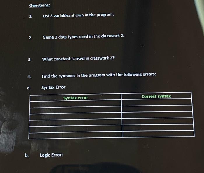 Solved TASI 5 (total 25 marks): There are several errors | Chegg.com