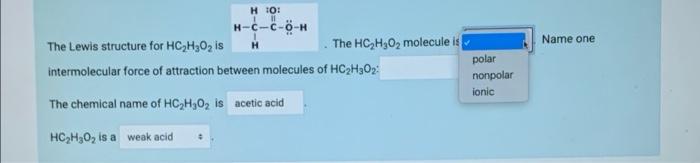Solved H 10: 11 H-c-c--H The Lewis structure for HC,H30, is | Chegg.com