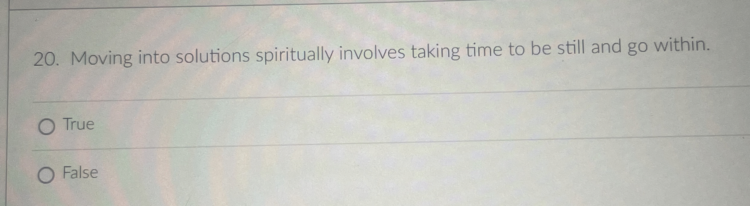 Solved Moving into solutions spiritually involves taking | Chegg.com