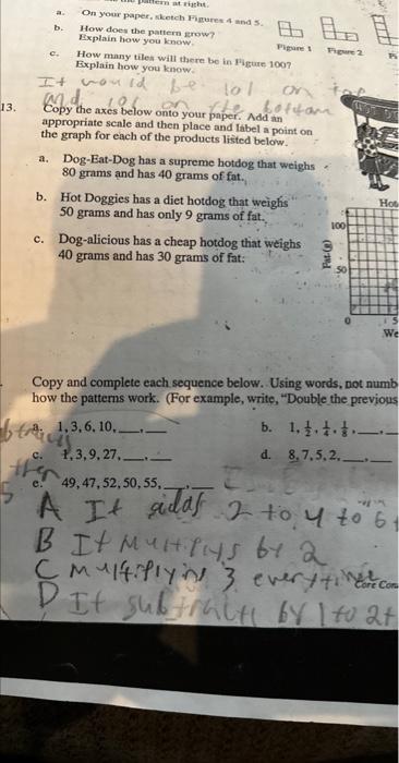 Solved copy and complete each sequence below. using words | Chegg.com