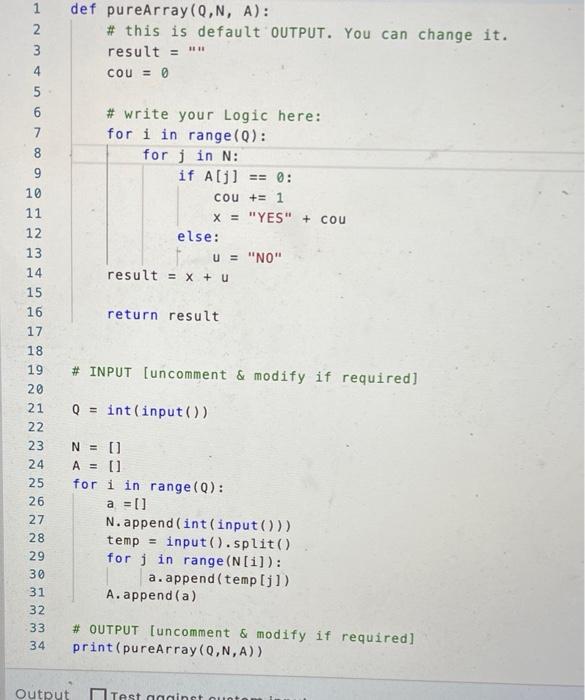 Solved Array Operations: Pure Array An array is called pure | Chegg.com