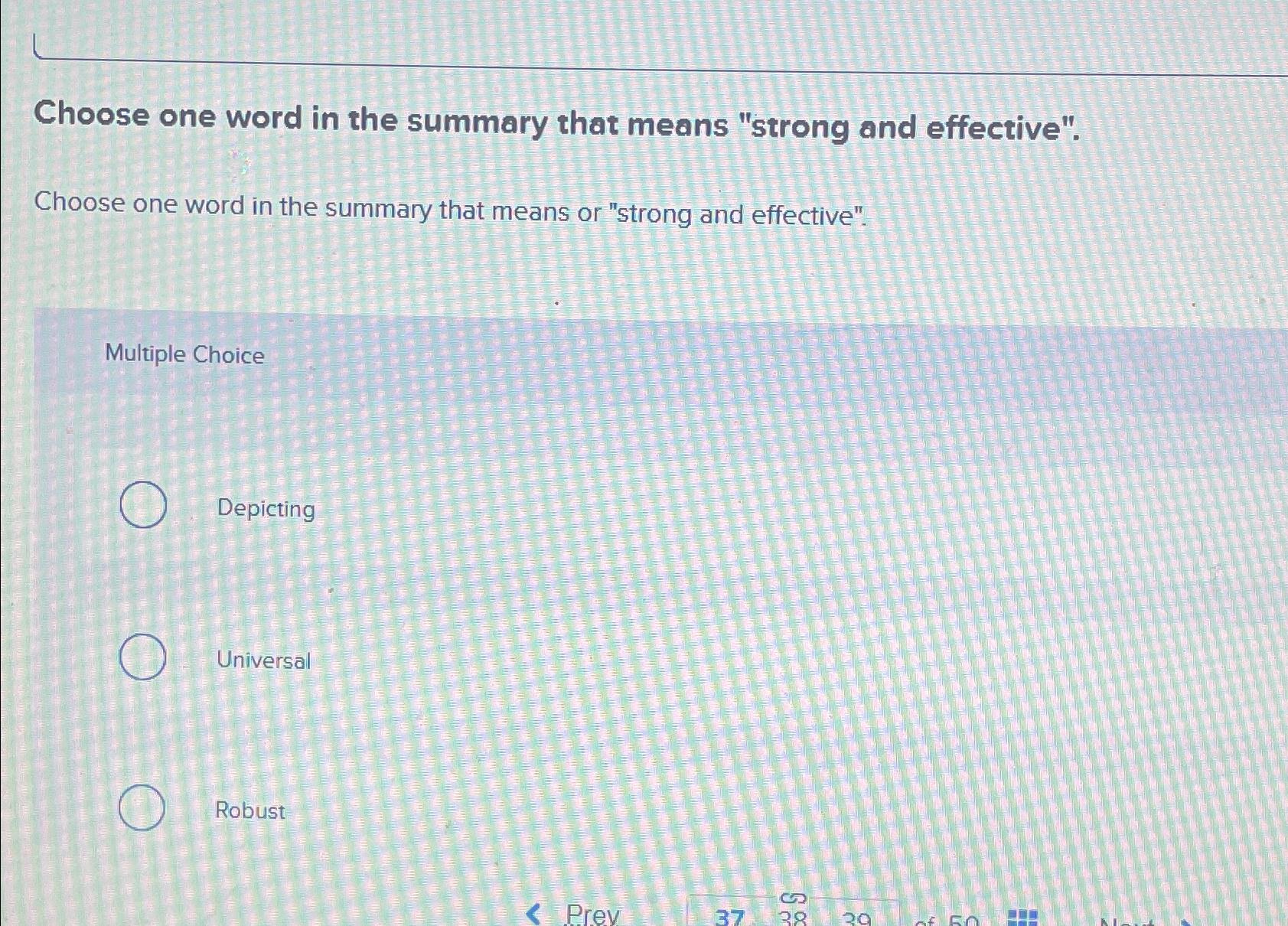 Solved Choose one word in the summary that means "strong and | Chegg.com