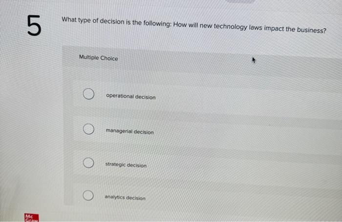 Solved What type of decision is the following: How will new | Chegg.com