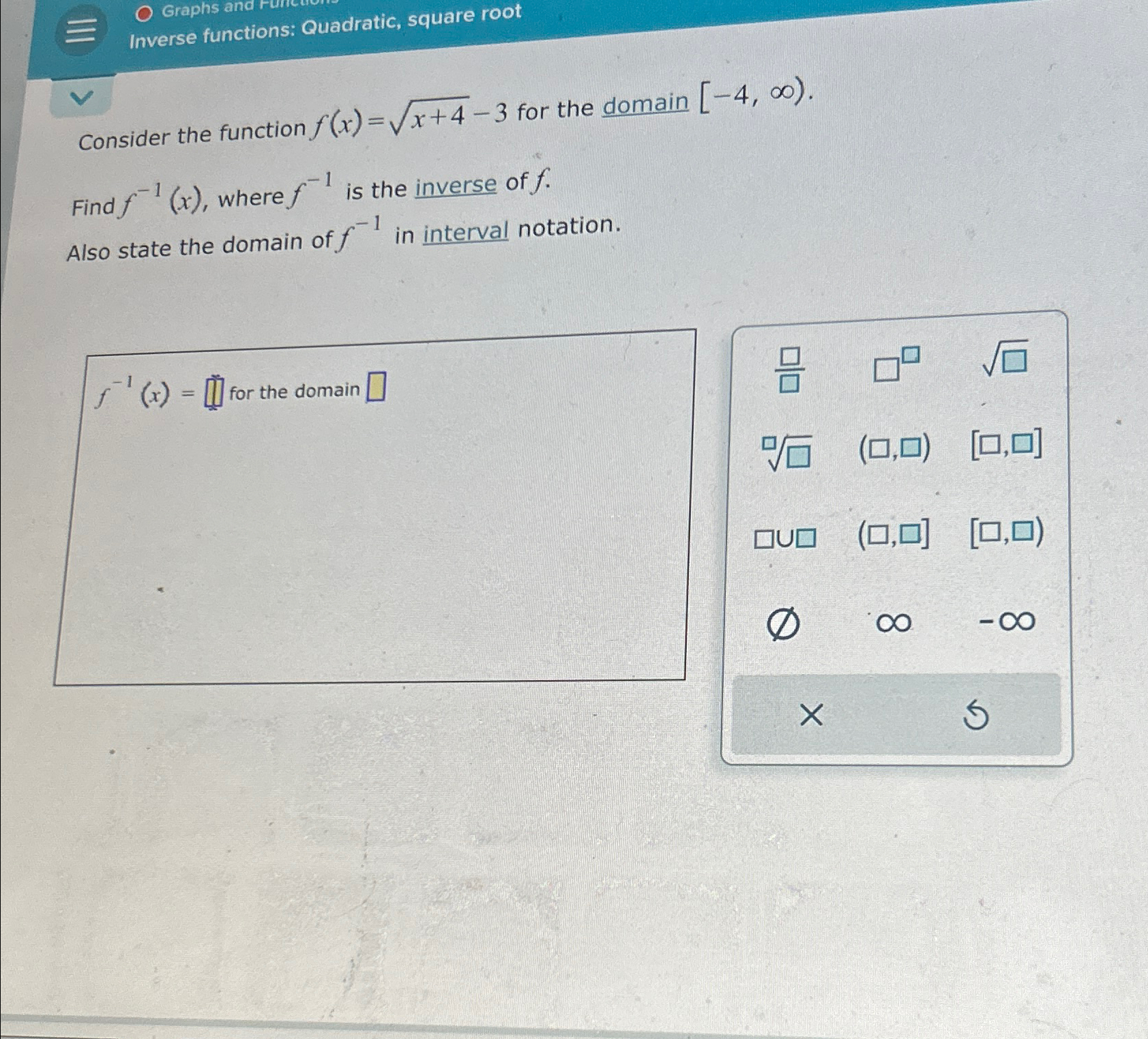 Solved s: Quadratic, square rootInverse functions:Consider | Chegg.com