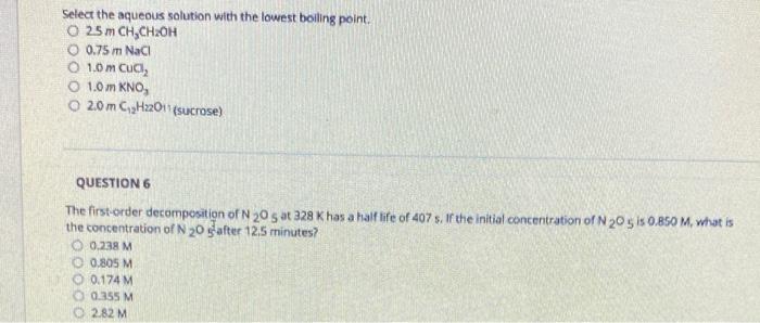 Solved Select the aqueous solution with the lowest boiling | Chegg.com