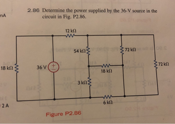 Solved 2.86 Determine the power supplied by the 36-V source | Chegg.com