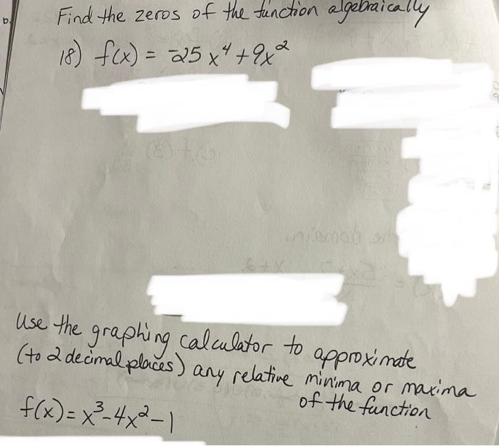 Solved Find the zeros of the function algebraically 18) | Chegg.com