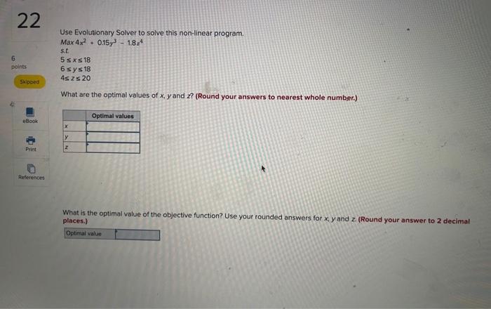 Solved Use Evolutionary Solver to solve this non-linear | Chegg.com