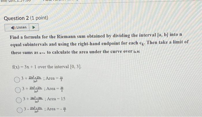 Solved Find a formula for the Riemann sum obtained by | Chegg.com