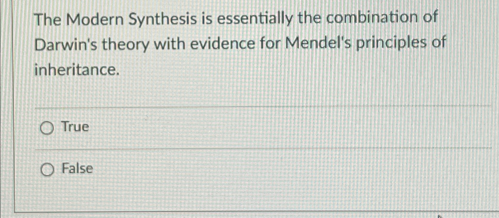Solved The Modern Synthesis is essentially the combination | Chegg.com
