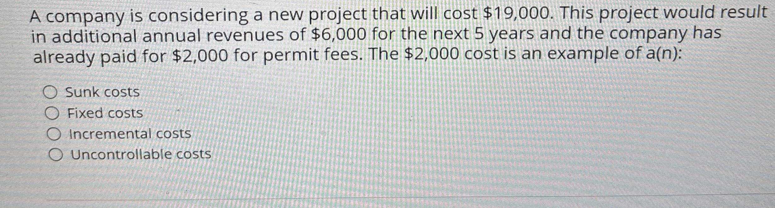 Solved A company is considering a new project that will cost | Chegg.com