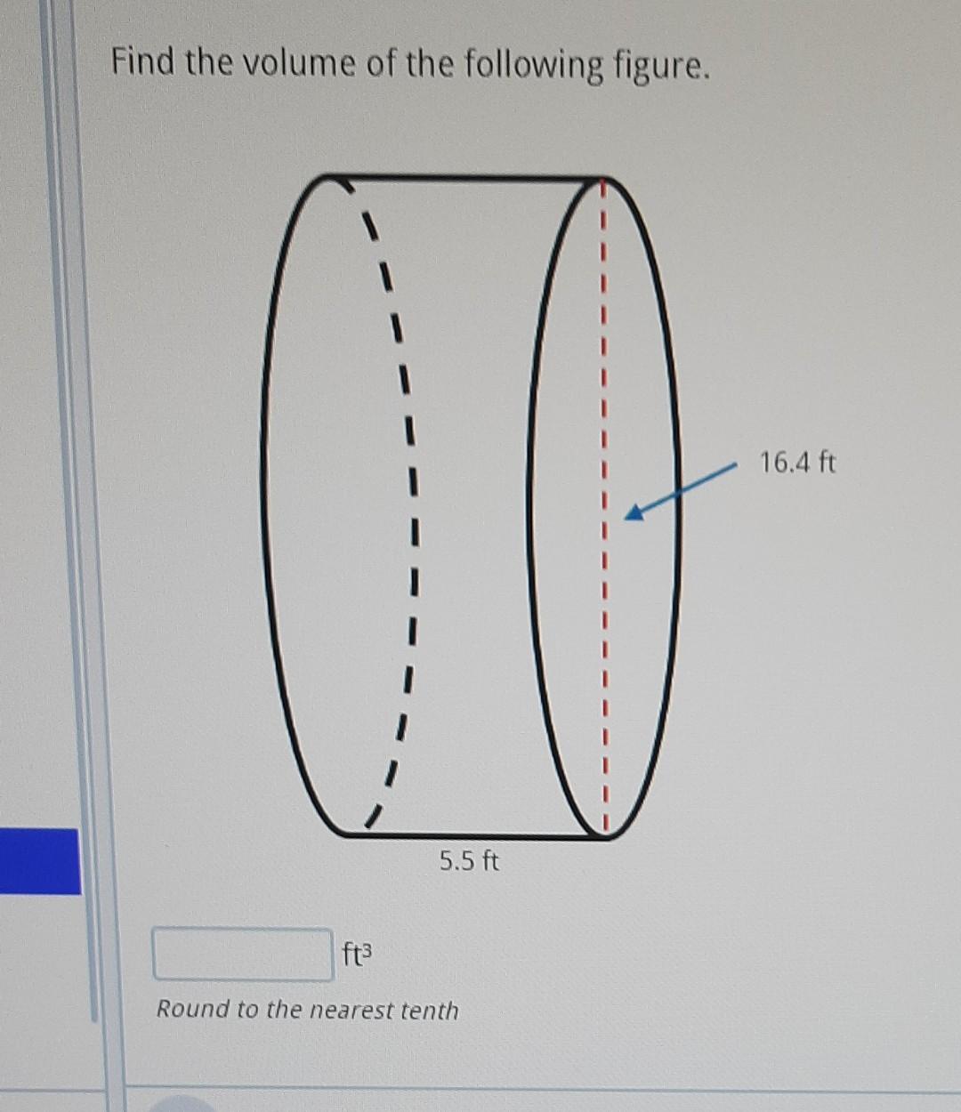 Solved Find the volume of the following figure. ft3 Round to | Chegg.com