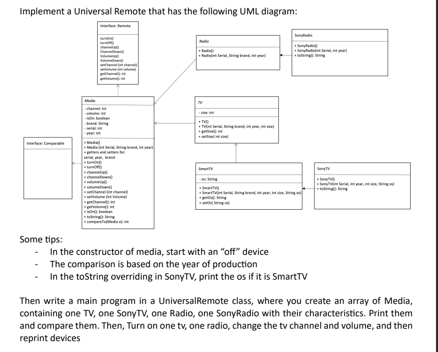 Solved Implement a Universal Remote that has the following | Chegg.com