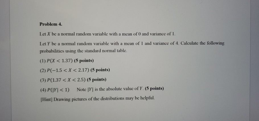 Solved Problem 4. Let X be a normal random variable with a | Chegg.com