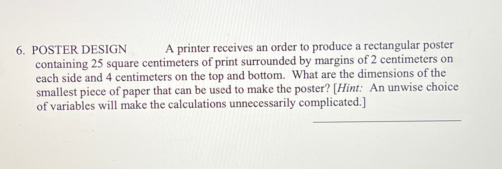 Solved POSTER DESIGN A printer receives an order to produce | Chegg.com