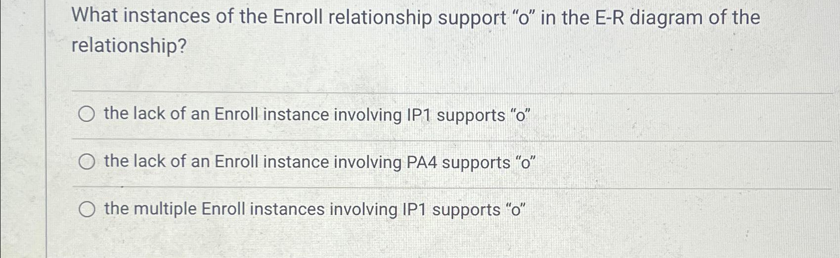 Solved What instances of the Enroll relationship support | Chegg.com