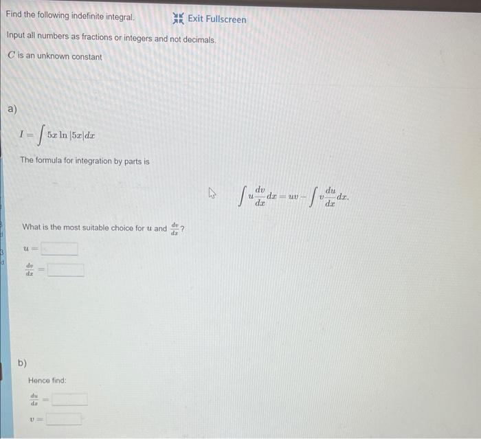 Solved Find the following indefinite integral. Input all | Chegg.com