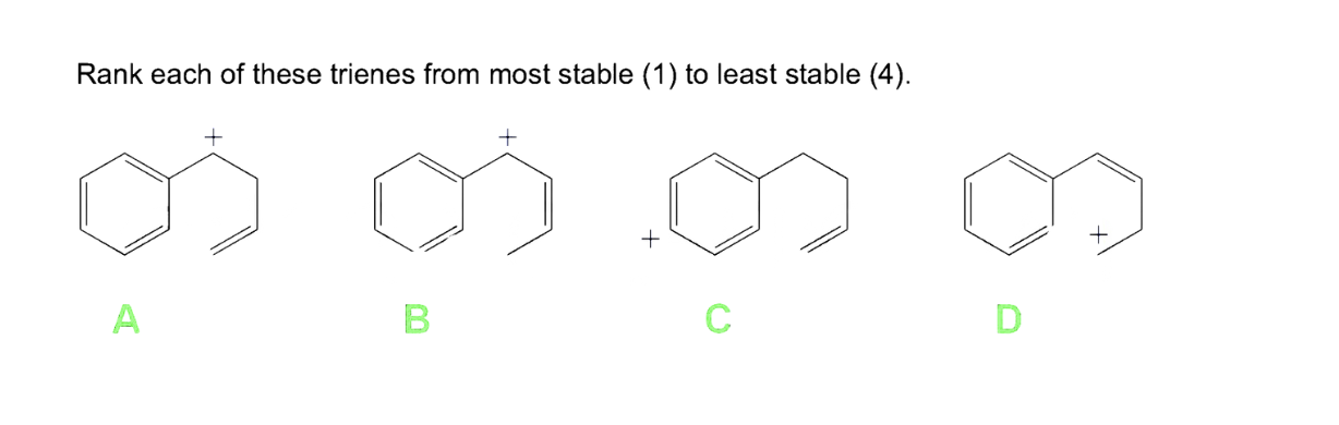Solved Rank each of these trienes from most stable (1) ﻿to | Chegg.com