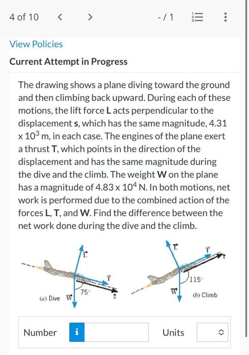 Solved The drawing shows a plane diving toward the ground | Chegg.com