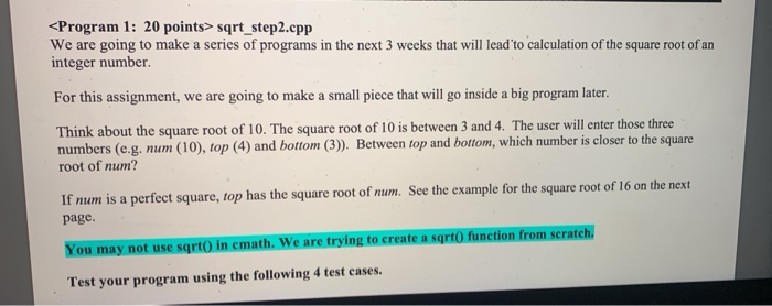 Solved sqrt_step2.cpp We are going to make a series of | Chegg.com