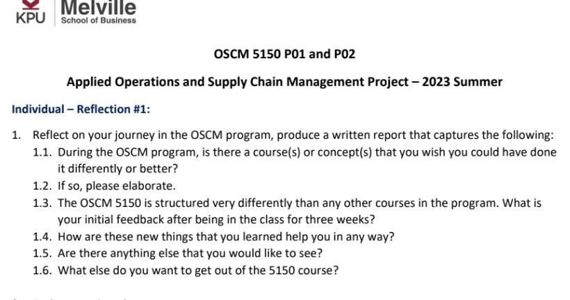 Solved OSCM 5150 P01 and P02 Applied Operations and Supply | Chegg.com
