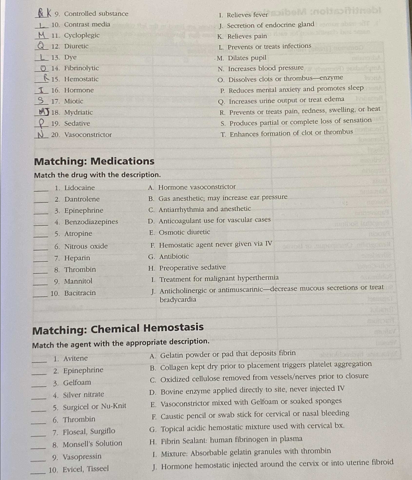 Solved QK 9. ﻿Controlled substanceL 10. ﻿Contrast | Chegg.com