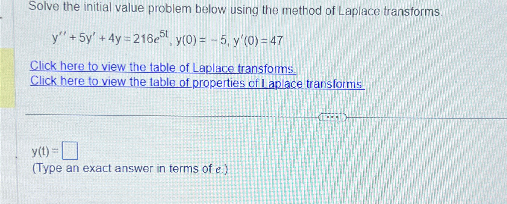 Solved Solve the initial value problem below using the | Chegg.com