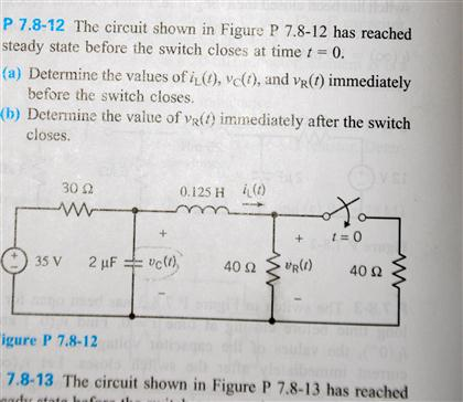 Solved The circuit shown in Figure P 7.8-12 has reached | Chegg.com