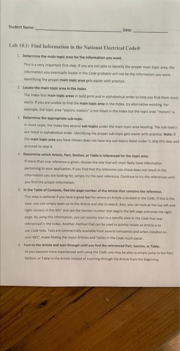 Solved Student Name: Date: Lab 10.1: Find Information in the | Chegg.com