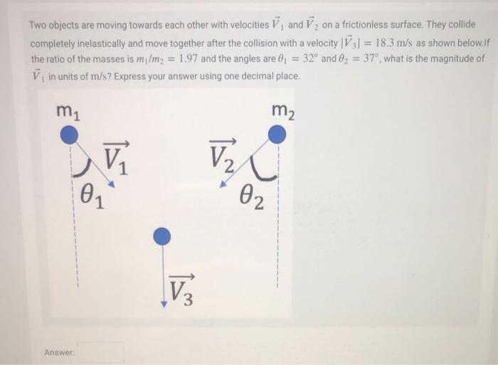 Solved Two objects are moving towards each other with | Chegg.com