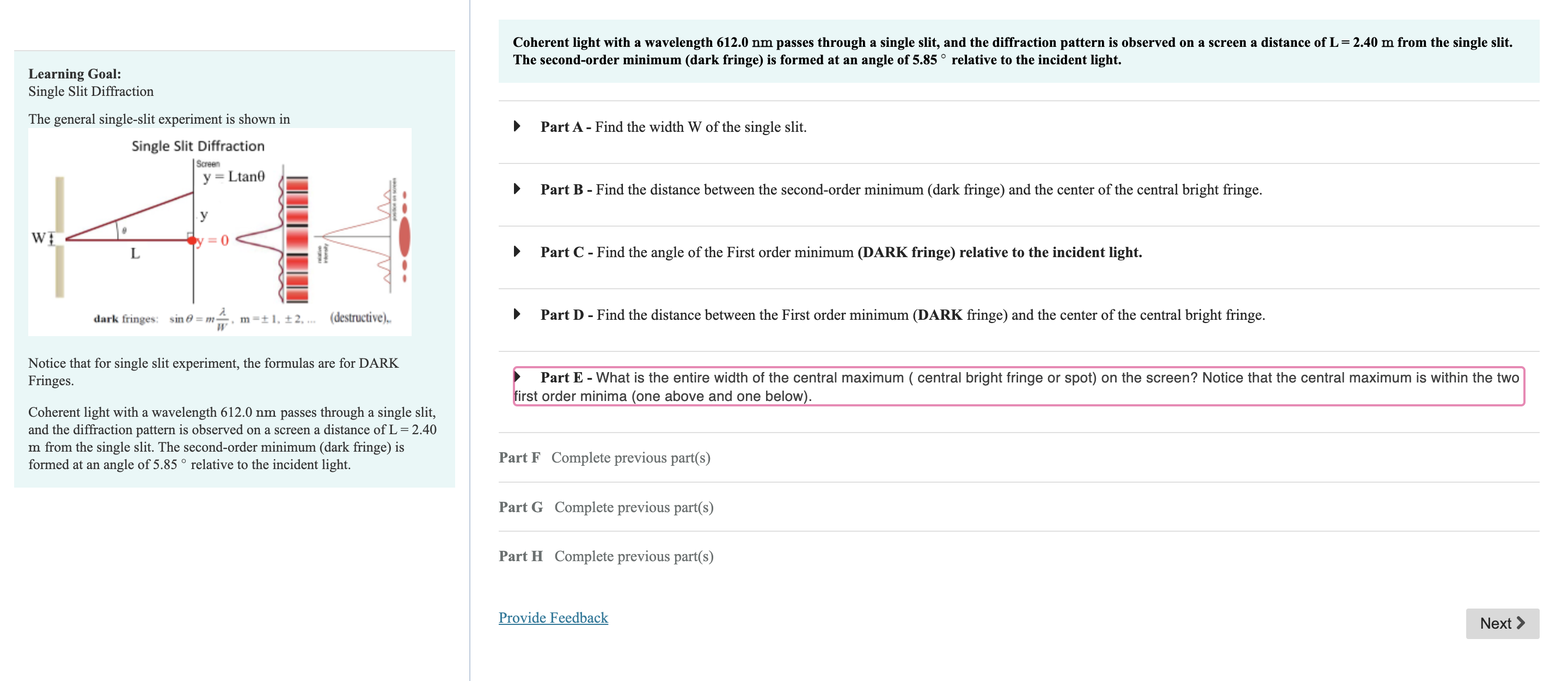 Solved Coherent light with a wavelength 612.0nm ﻿passes | Chegg.com