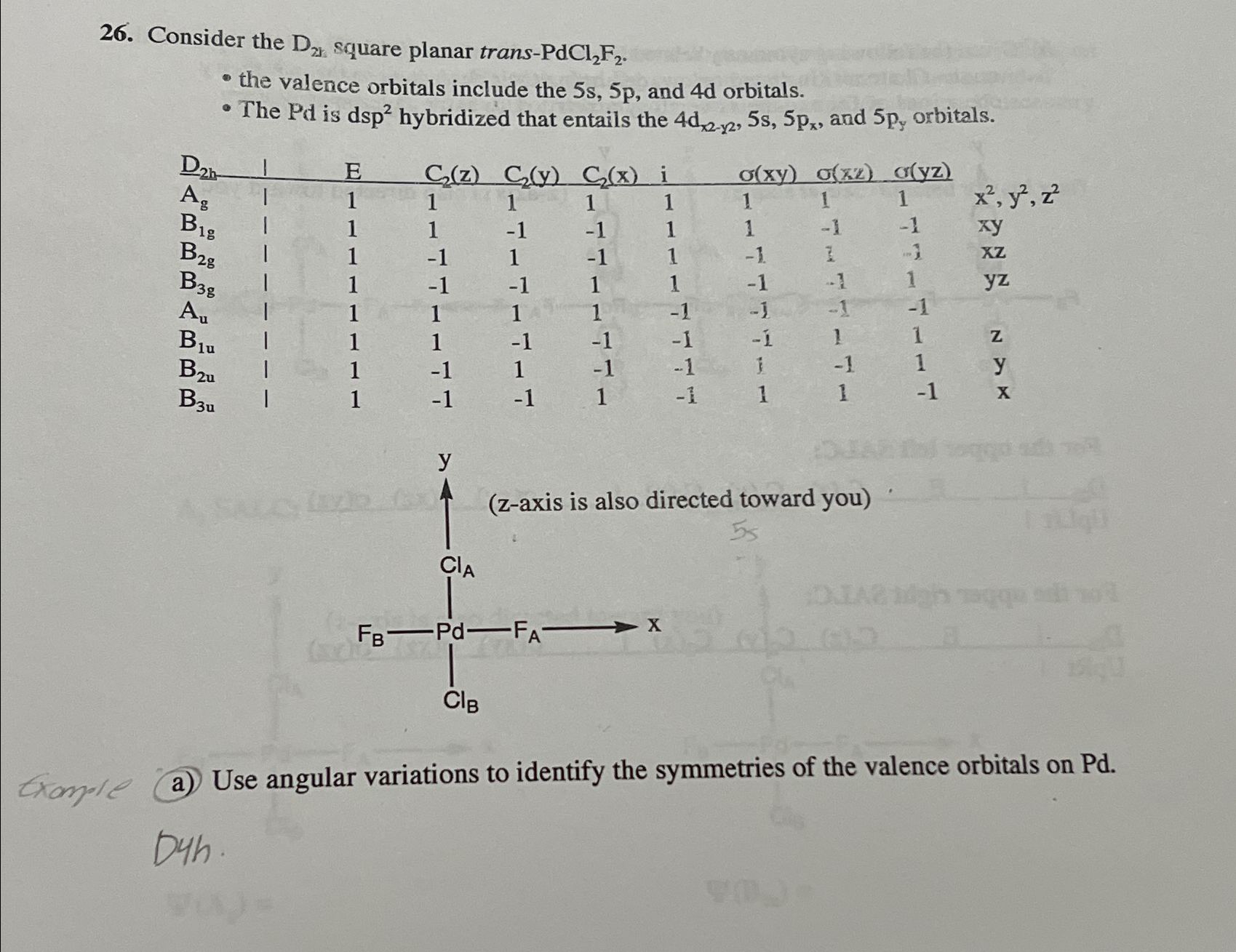 Solved Consider the D21 ﻿square planar trans -PdCl2F2.the | Chegg.com